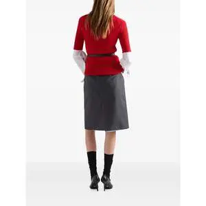 Prada Grey Layered Effect Pencil Skirt - Gray