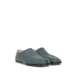 MAISON MARGIELA Grey Aged Leather Tabi Split Toe Loafers - Gray