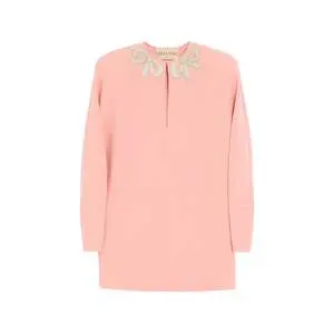 Valentino Garavani Silk Dress With Rhinestone Embellished Bows - Pink