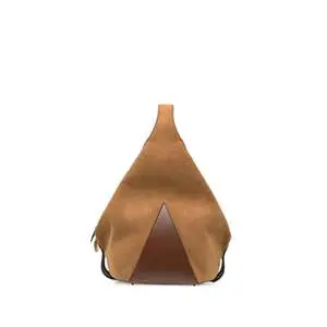 Stella McCartney Suede Effect Tote Bag With Logo Charm - Brown