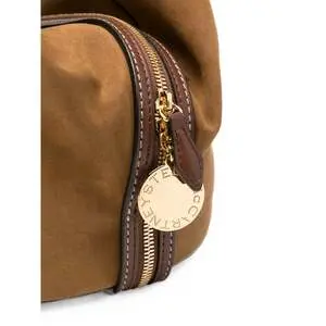 Stella McCartney Suede Effect Tote Bag With Logo Charm - Brown
