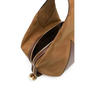 Stella McCartney Suede Effect Tote Bag With Logo Charm - Brown