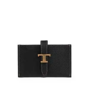 TOD'S T Timeless Plaque Leather Wallet - Black