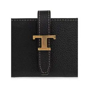 TOD'S T Timeless Plaque Leather Wallet - Black