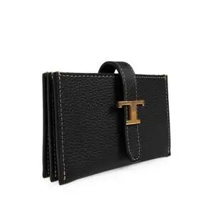 TOD'S T Timeless Plaque Leather Wallet - Black