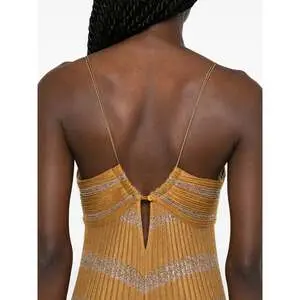 FORTE_FORTE Pleated Metallic Maxi Dress - Yellow