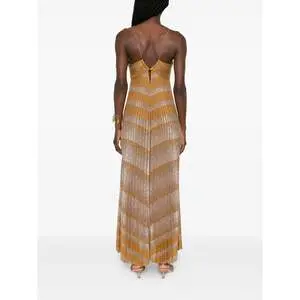 FORTE_FORTE Pleated Metallic Maxi Dress - Yellow