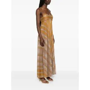 FORTE_FORTE Pleated Metallic Maxi Dress - Yellow