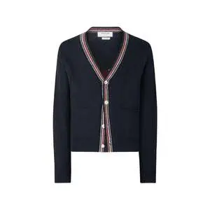 Thom Browne Mohair & Wool Cardigan With Hector Motif - Blue
