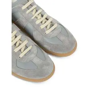 MAISON MARGIELA Low-top Paneled Suede And Leather Trainers - Blue