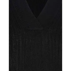 Max Mara Ribbed V-neck Knit Jumper - Black