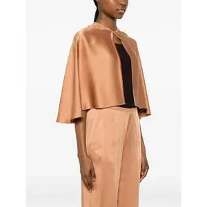 FORTE_FORTE Cropped Cape Jacket With Flared Sleeves - Cream