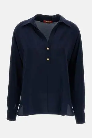 Max Mara Silk Crêpe De Chine Polo Shirt - Multicolor