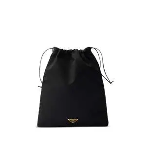 Prada Re-nylon Wish Pouch With Leather Detailing - Black
