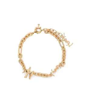 Saint Laurent Tone Cable-link Chain Bracelet With Cassandre Charm - Gold