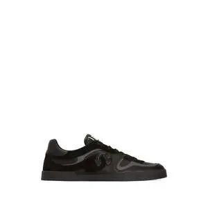 Dolce & Gabbana Nappa Calfskin And Split Leather Low-top Sneakers - Black