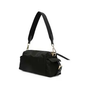 Prada Nylon Satchel With Embroidered Strap - Black