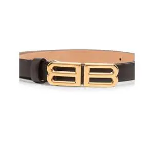 Balenciaga Logo Buckle Belt - Brown