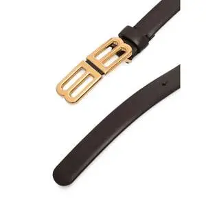 Balenciaga Logo Buckle Belt - Brown