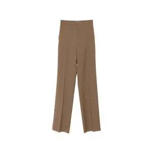 Max Mara MAX MARA STUDIO Brown Striped Virgin Wool Trousers Brown