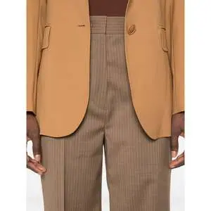 Max Mara Striped Virgin Wool Trousers - Brown