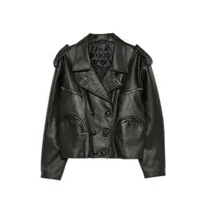 BLAZÉ MILANO Double-breasted Leather Jacket - Black