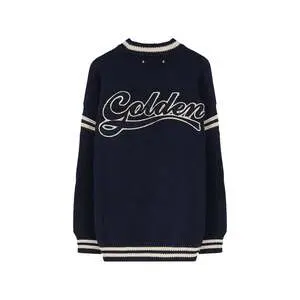 GOLDEN GOOSE Dark Waffle Knit Crew Neck Jumper