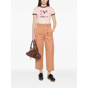 Chloé High-waisted Wide-leg Trousers - Pink