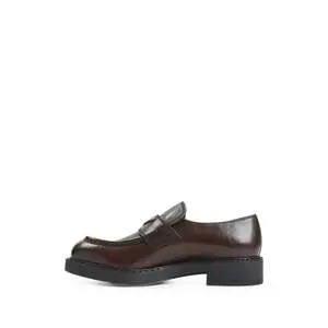 Prada Calf Leather Loafers With Logo Plaque - Brown