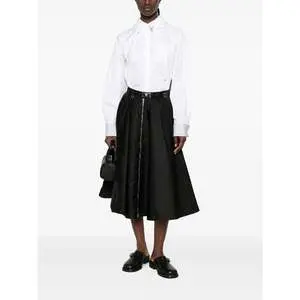Prada Cotton Shirt With Scarf Detailing And Patched Pocket - White