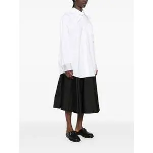 Prada Cotton Shirt With Scarf Detailing And Patched Pocket - White