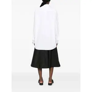 Prada Cotton Shirt With Scarf Detailing And Patched Pocket - White