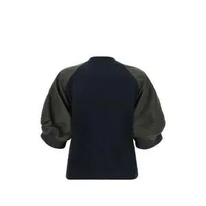 Sacai Paneled Crewneck T-shirt With Zip Pocket - Blue