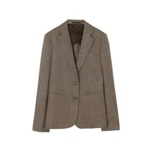 Burberry Tailored Prince Of Wales Check Wool-linen Blend Blazer - Brown