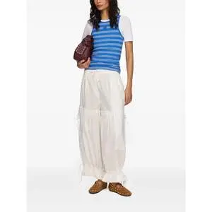 GANNI Tapered Trousers With Drawstring Waistband - White
