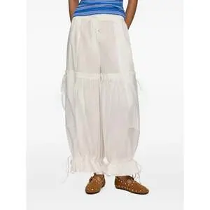 GANNI Tapered Trousers With Drawstring Waistband - White