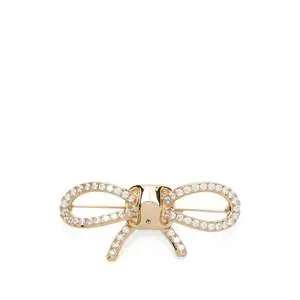 FERRAGAMO Vara Bow Brooch With Pavé-set Crystals - Gold