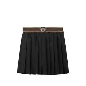 Versace Pleated Skirt With Medusa '95 Plaque - Black