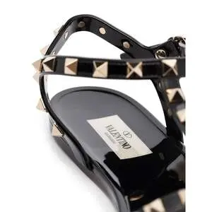 Valentino Garavani Rubber Studded Flat Sandals - Black