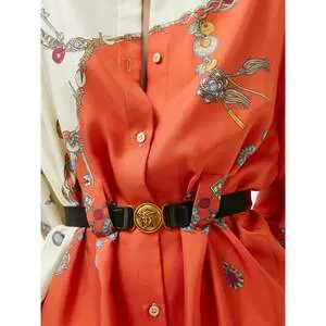 Versace Stolen Jewels' Print Silk Mini Shirt Dress - Orange
