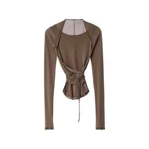 LEMAIRE Ribbed Wrap Top - Brown
