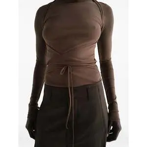 LEMAIRE Ribbed Wrap Top - Brown