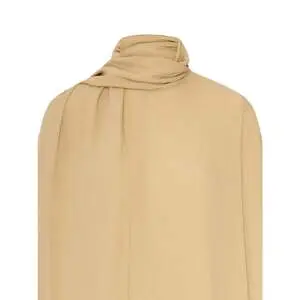 TOTEME Beige Crepe Long Sleeve Scarf Detail Blouse - Cream