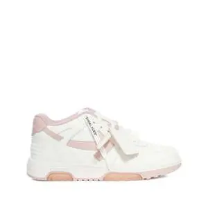 Off-White Leather Trainers With Pink Accents - White