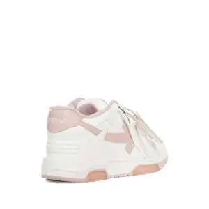 Off-White Leather Trainers With Pink Accents - White