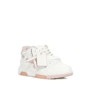 Off-White Leather Trainers With Pink Accents - White