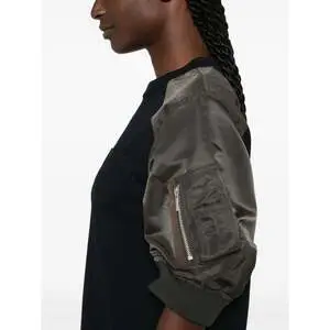 Sacai Paneled Day Dress With Puff Sleeves