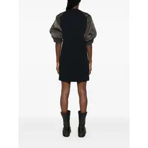 Sacai Paneled Day Dress With Puff Sleeves