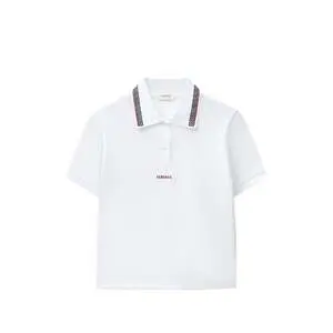 Versace VERSACE Slim Fit Short Sleeve Polo Shirt With Greca Detail White