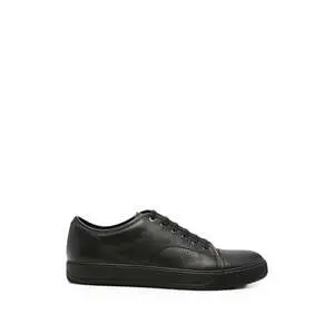 LANVIN Leather Lace-up Round Toe Low-top Trainers - Black